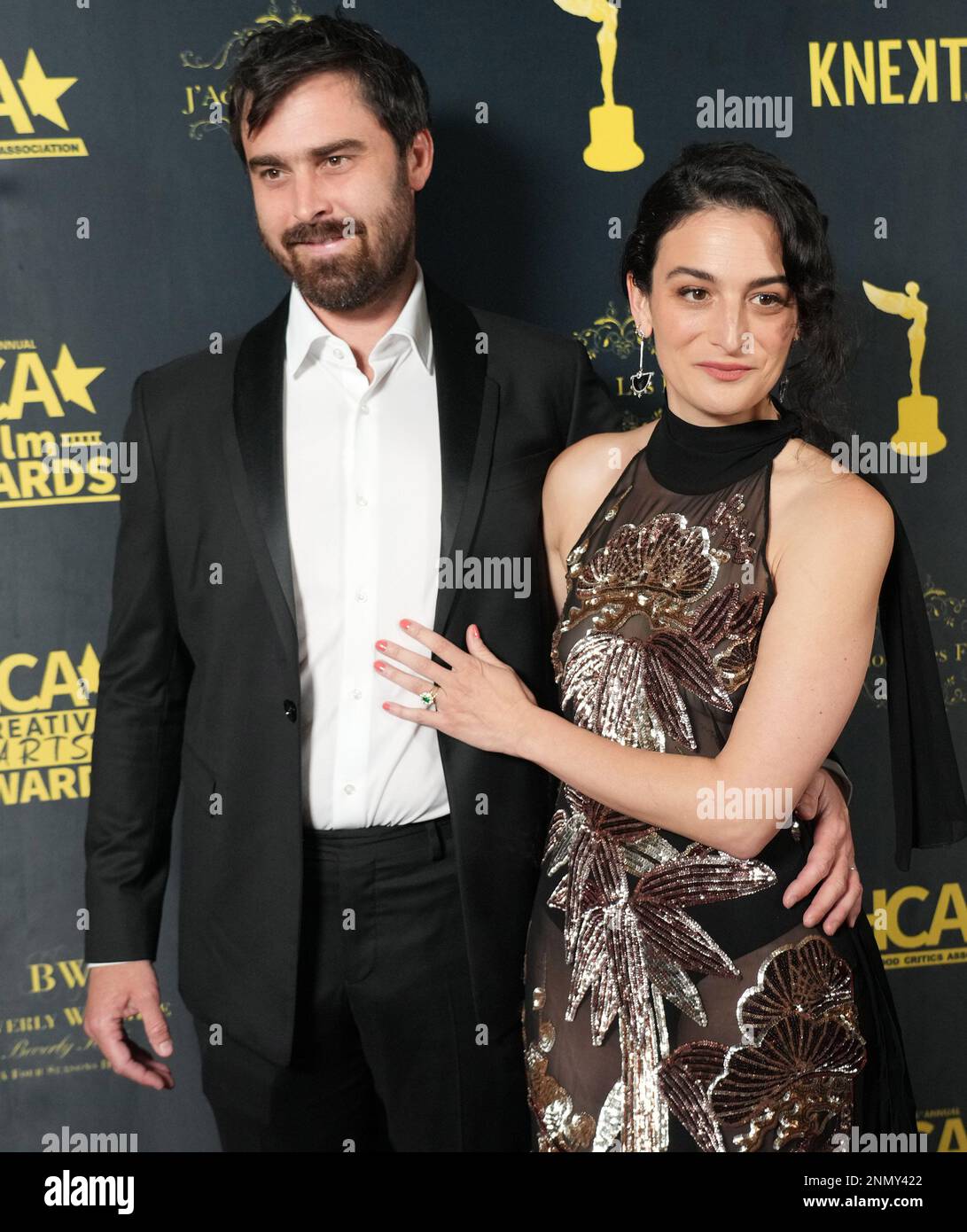 (L-R) Ben Shattuck and Jenny Slate at the 2023 HCA Film Awards held at ...