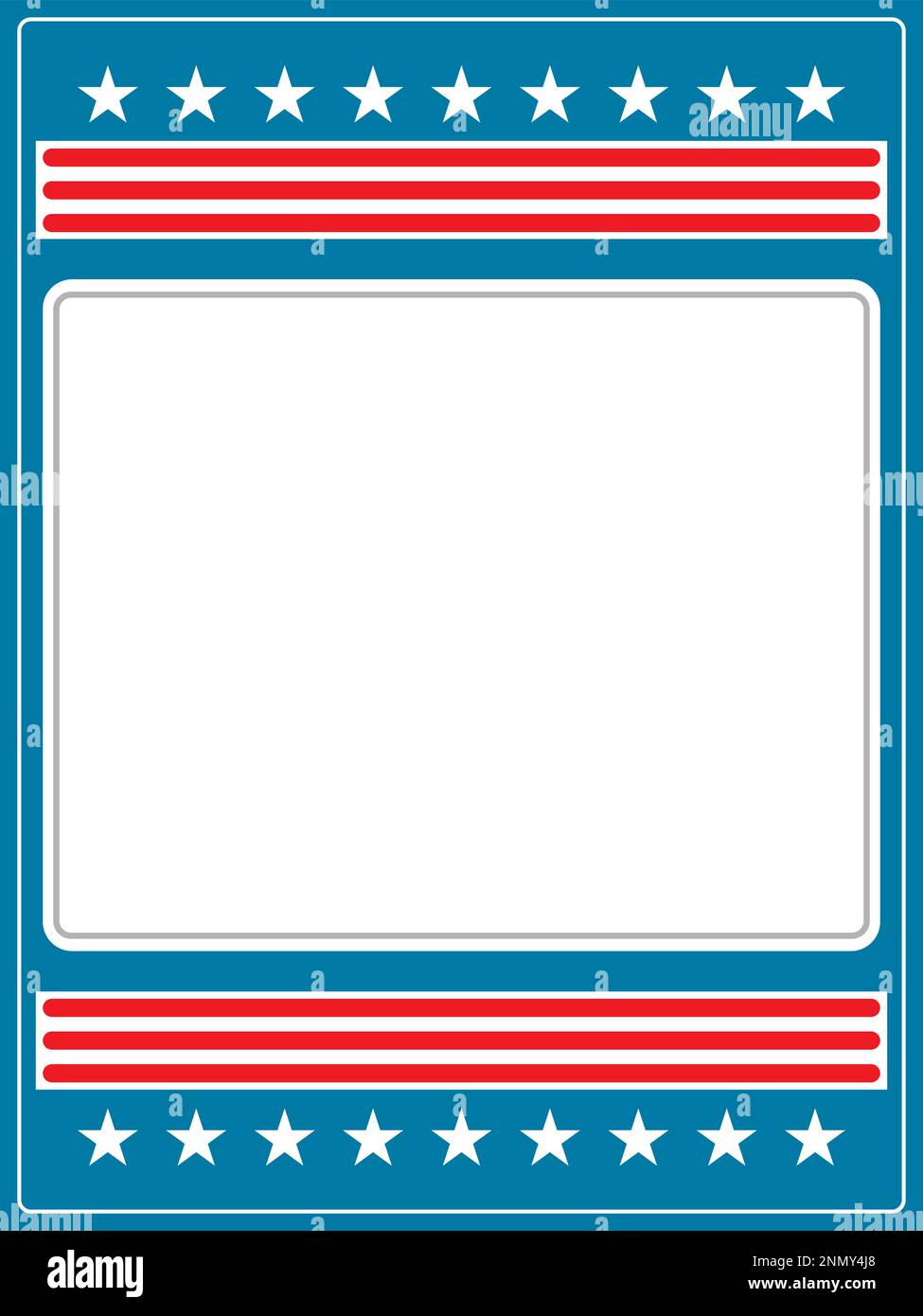 American flag symbols blue red frame border with empty space for your ...