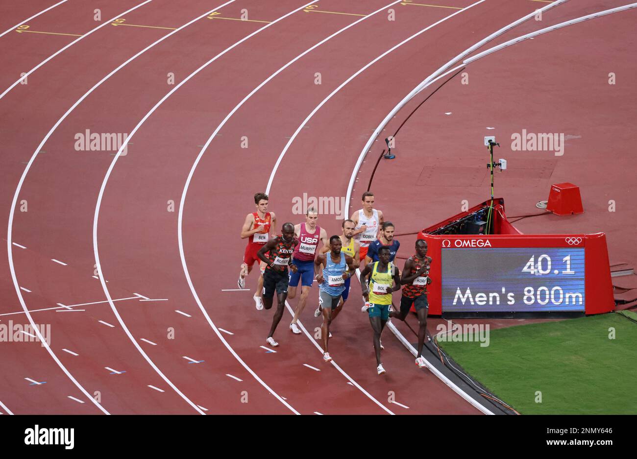 Athletes compete during Athletics men's 800m final in Tokyo Olympic ...