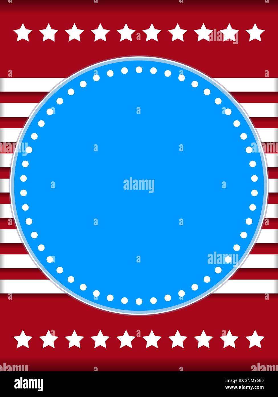 USA abstract flag symbols round frame border background with empty ...