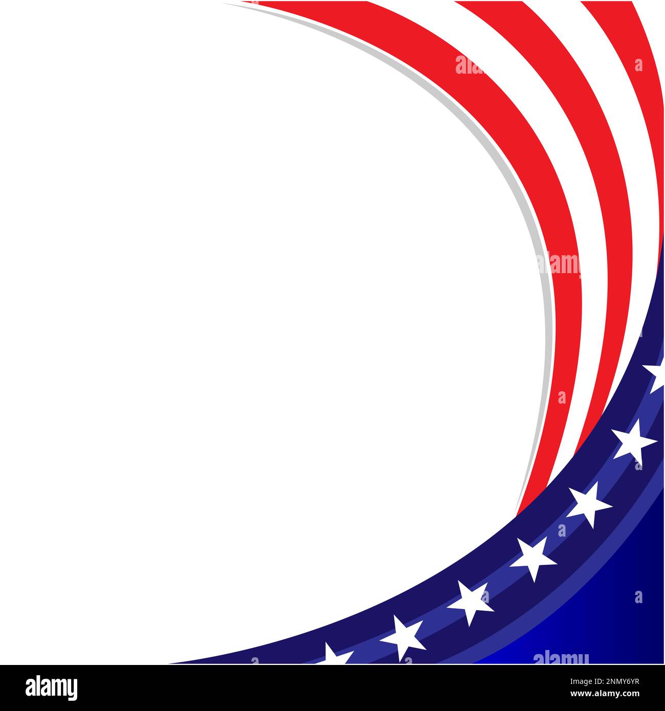American flag symbols frame border wave pattern with stars and empty ...