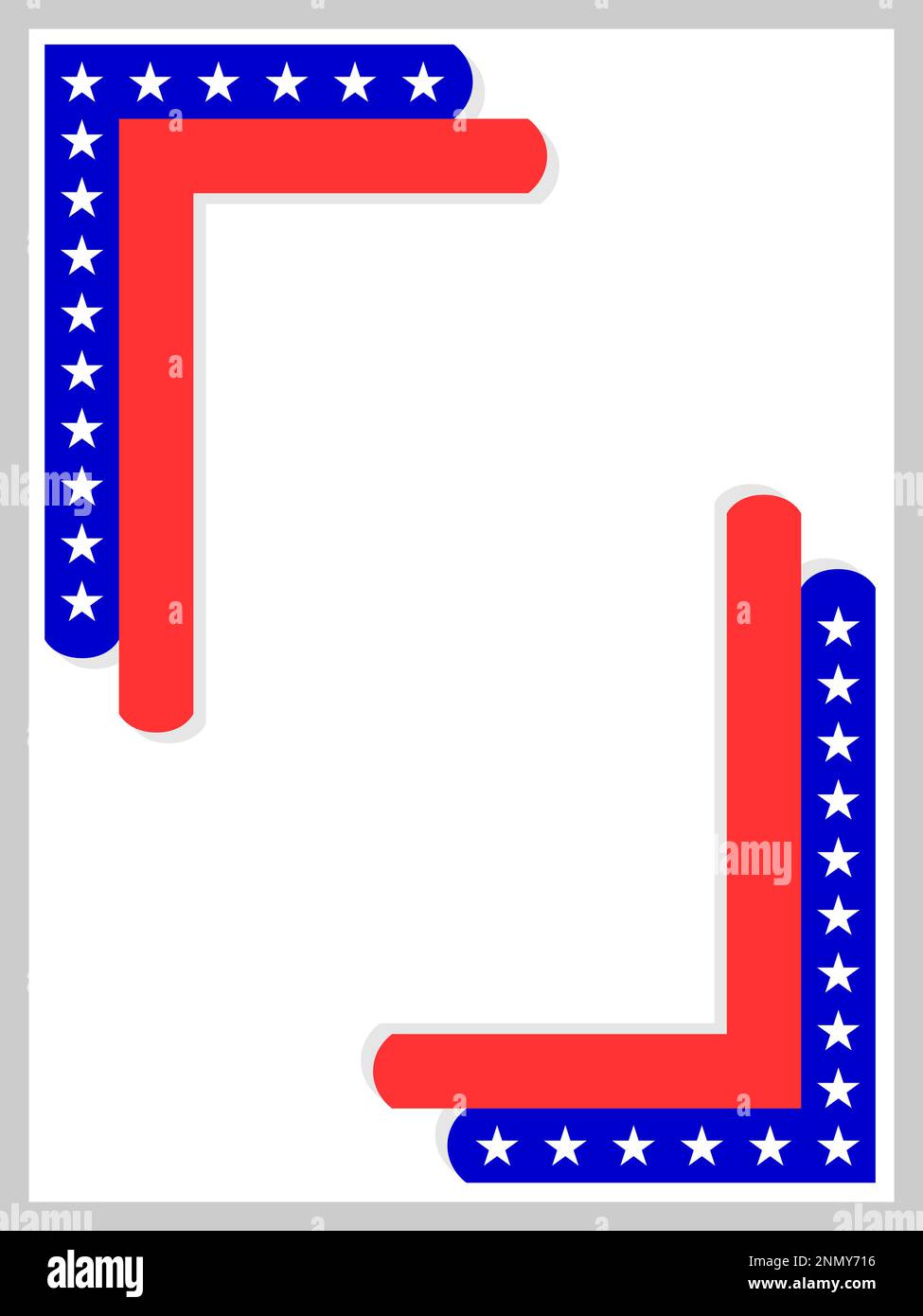 USA flag symbols patriotic corner frame border on white background with ...