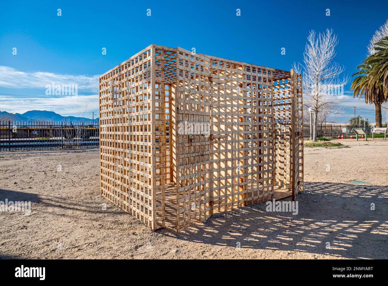 Kelso Jail, historical two cell strap steel jail, currently displayed ...