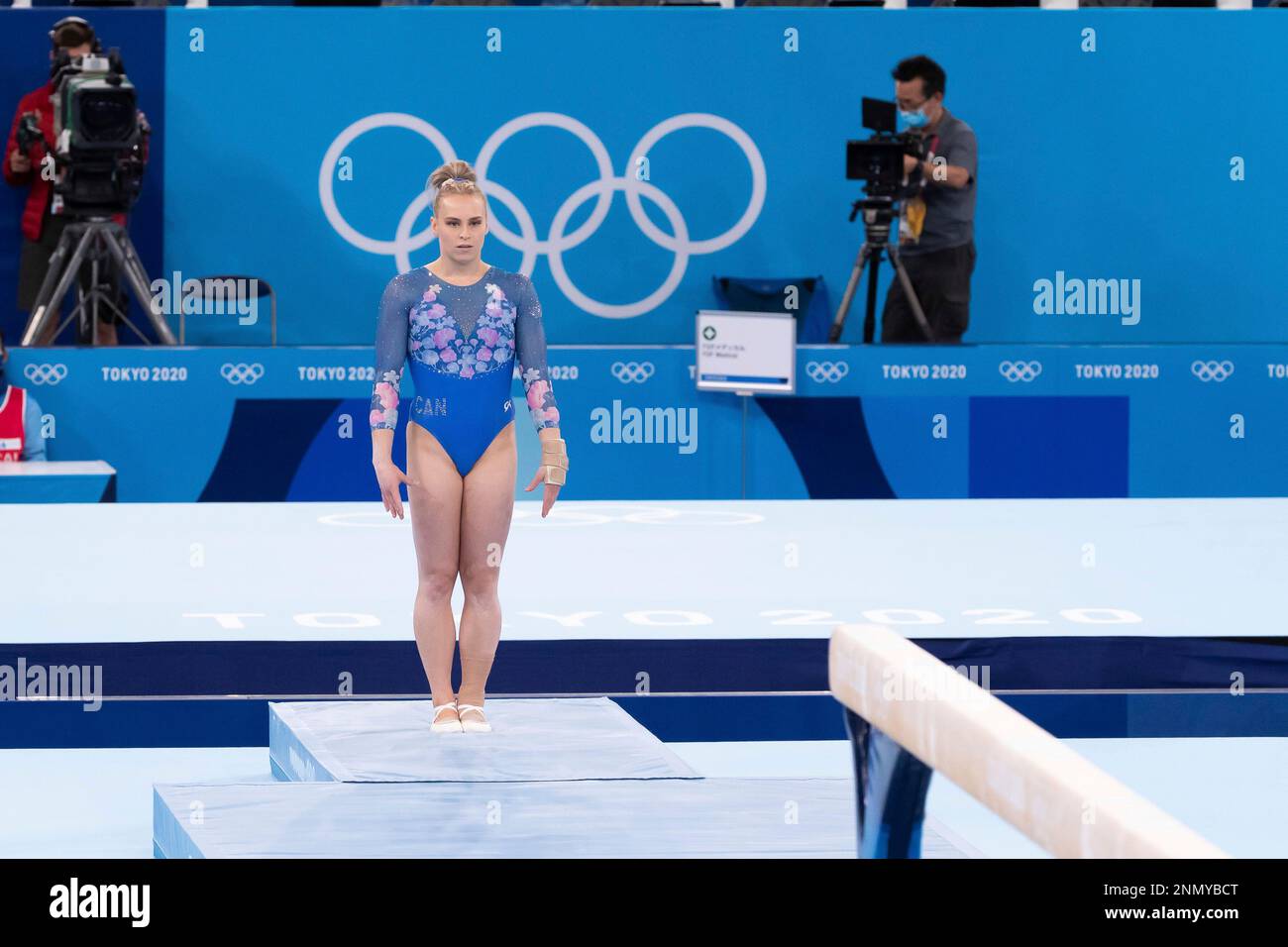 August 03, 2021: Elsabeth Black (313) of Canada prepares for beam ...