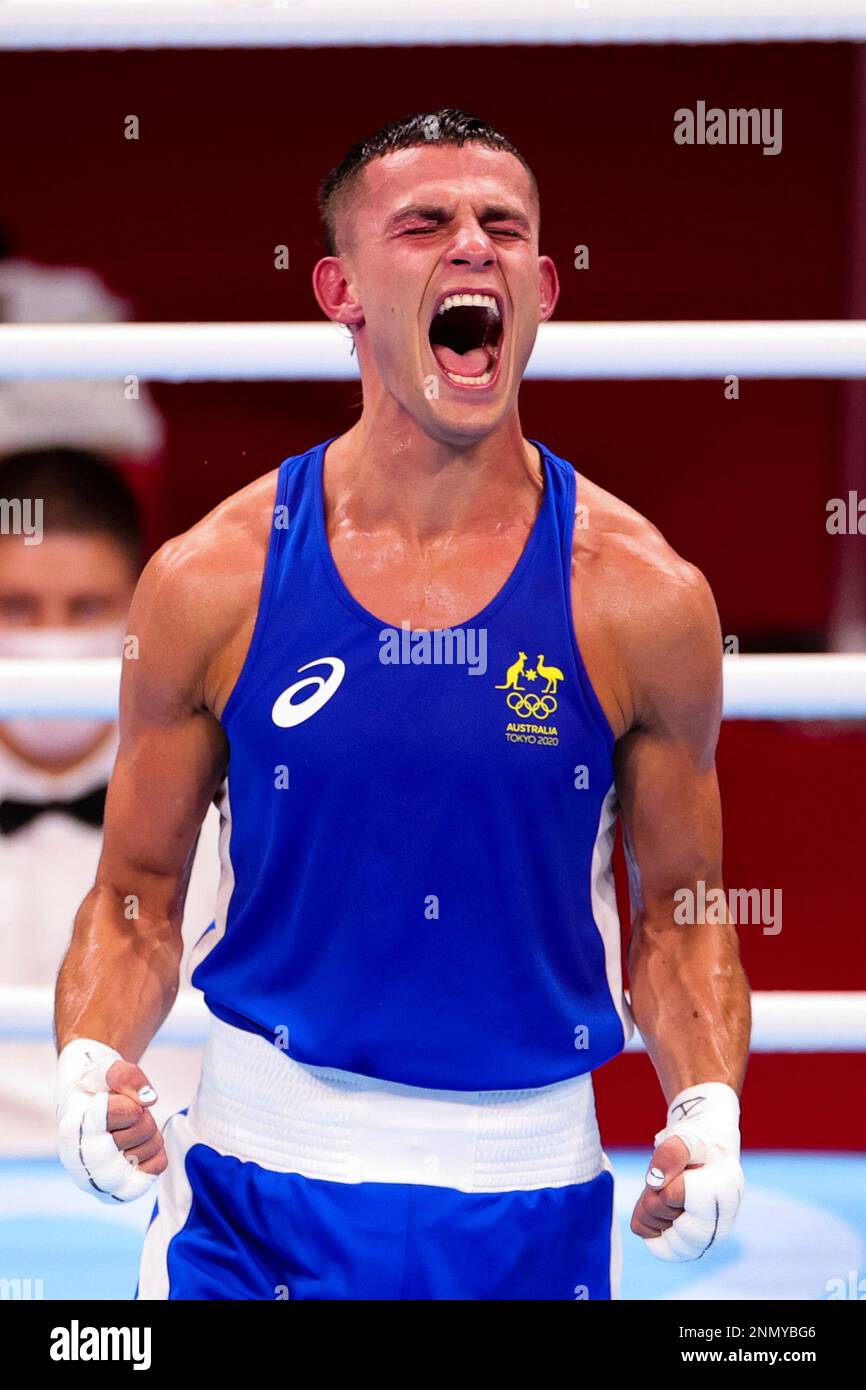 TOKYO, JAPAN - AUGUST 03: Harry Garside of Team Australia celebrates ...