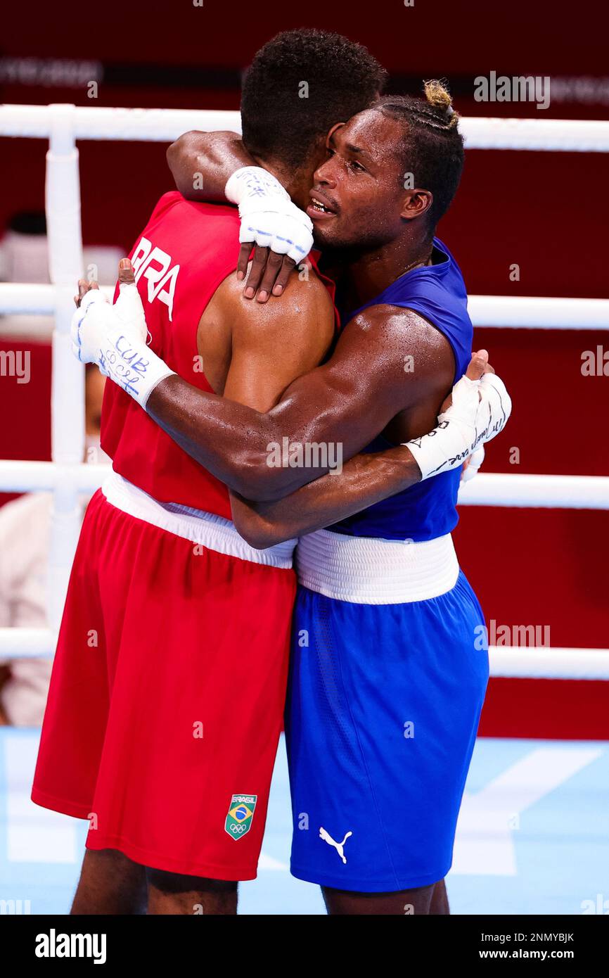 TOKYO, JAPAN - AUGUST 03: Julio La Cruz of Team Cuba celebrates during ...