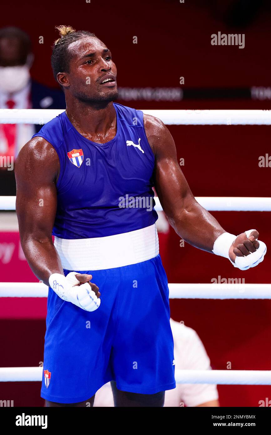 TOKYO, JAPAN - AUGUST 03: Julio La Cruz of Team Cuba celebrates during ...