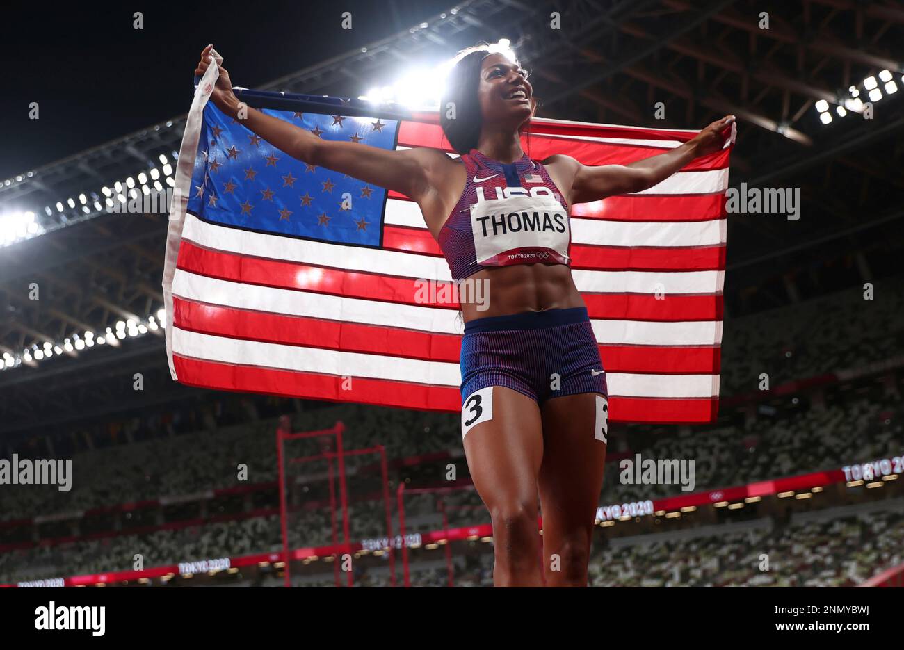 THOMAS Gabrielle of United States reacts after Athletics women's 200m ...