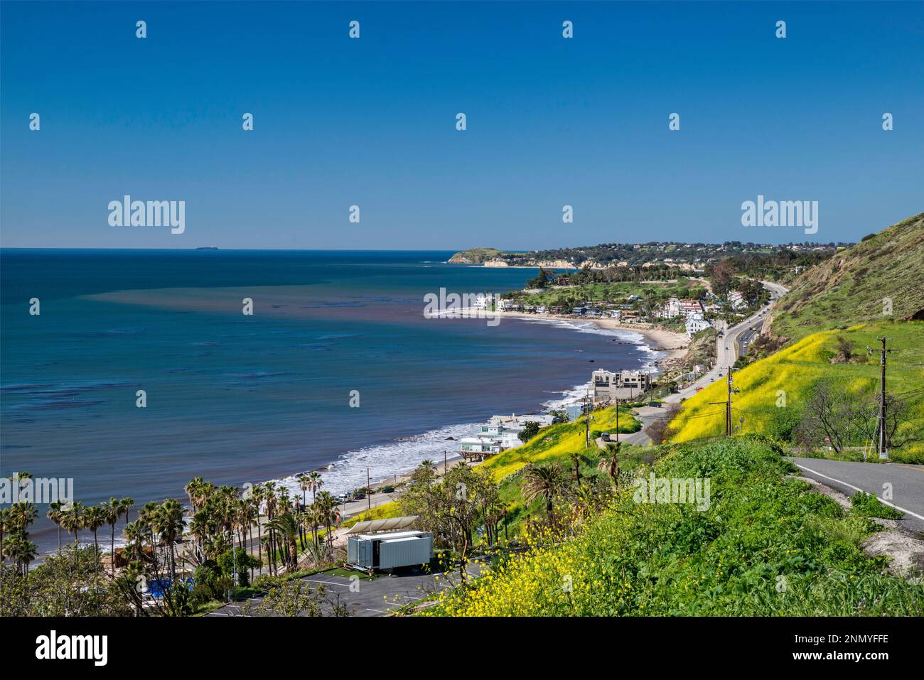 Latigo Point, Point Dume in far distance, Pacific Coast Highway, view ...