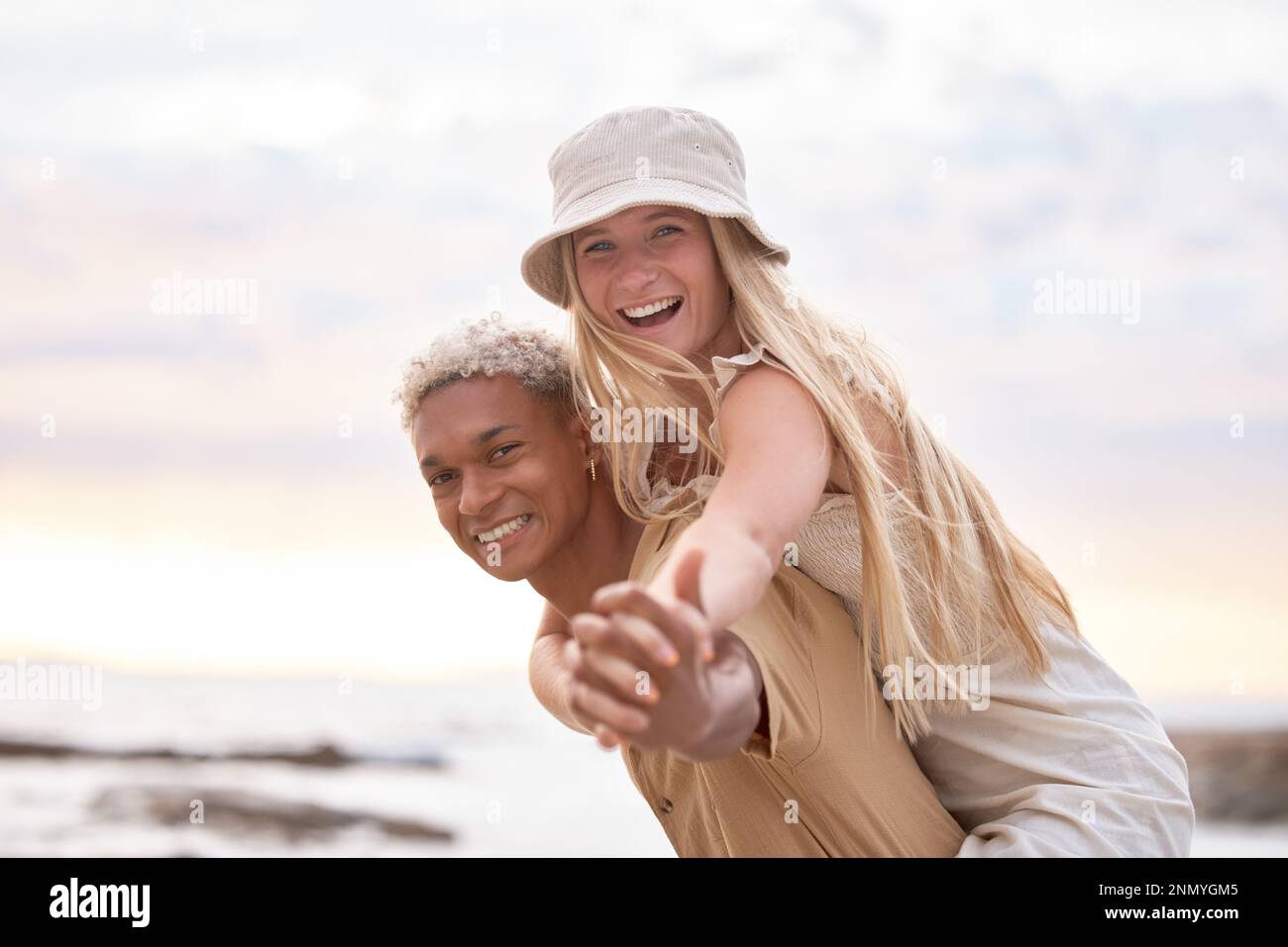 Closeup Portrait Of An Young Affectionate Mixed Race Couple Standing On