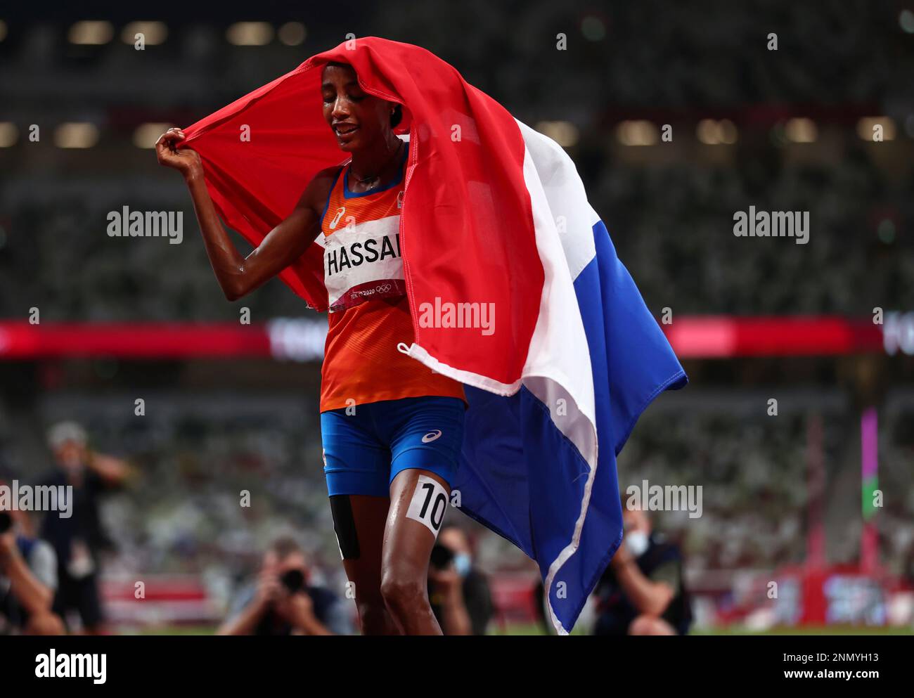 Netherlands' HASSAN Sifan celebrates after winning the Women's 5000m ...