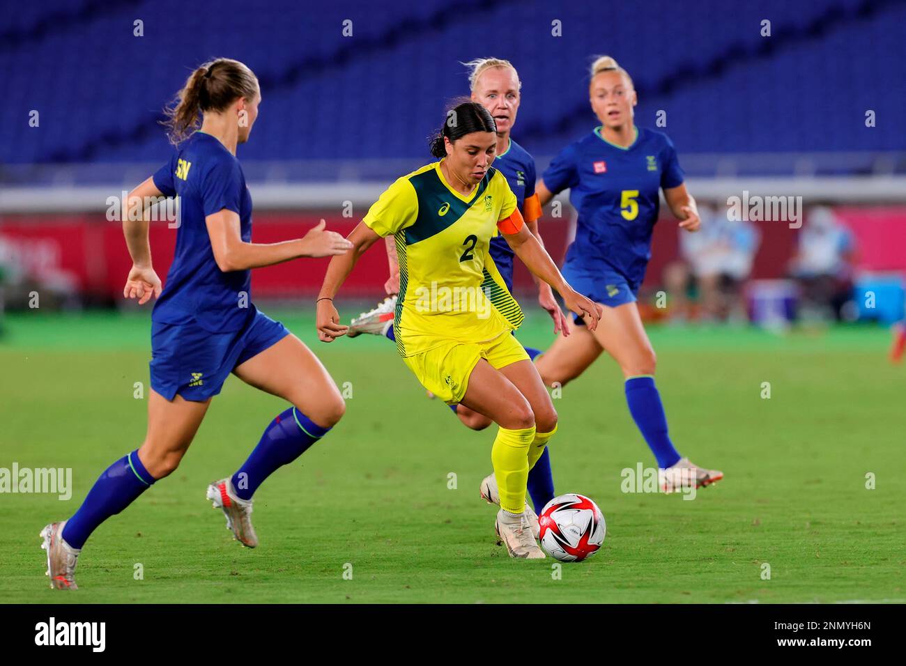TOKYO, JAPAN - AUGUST 02: Sam Kerr of Team Australia controls the ball ...