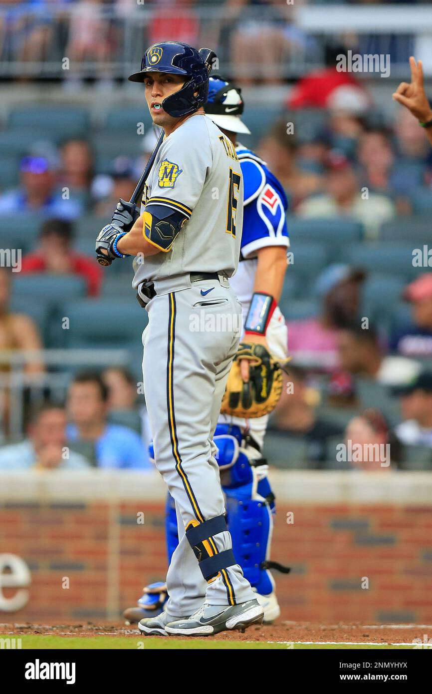 ATLANTA, GA - JULY 31: Eduardo Escobar #5 of the Milwaukee Brewers ...