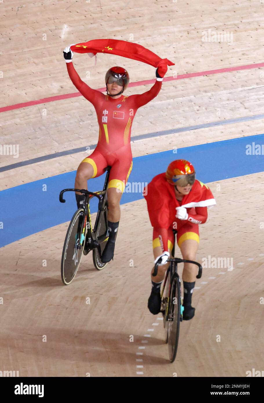 China's BAO Shanju and ZHONG Tianshi react after winning the Women's ...