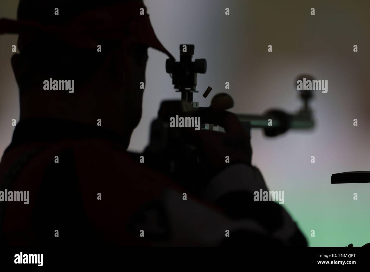 An athlete competes in the 50m Rifle 3 Positions Men's Qualification at ...