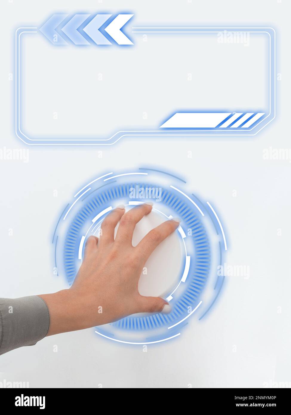 The hand turns the round Switch Showing New Futuristic Technologies ...