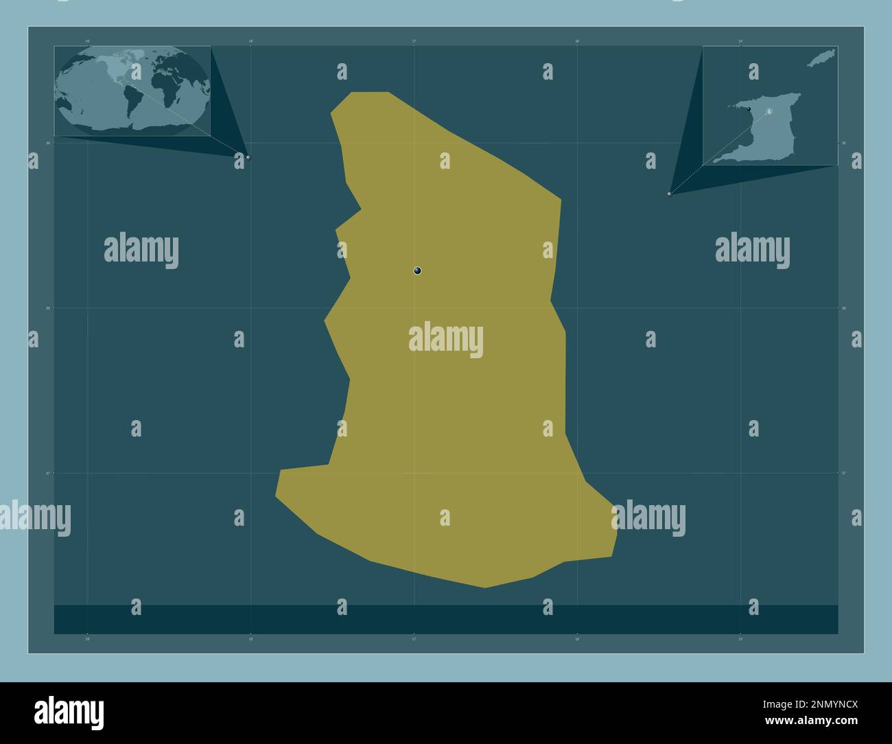 Arima, borough of Trinidad and Tobago. Solid color shape. Locations of ...