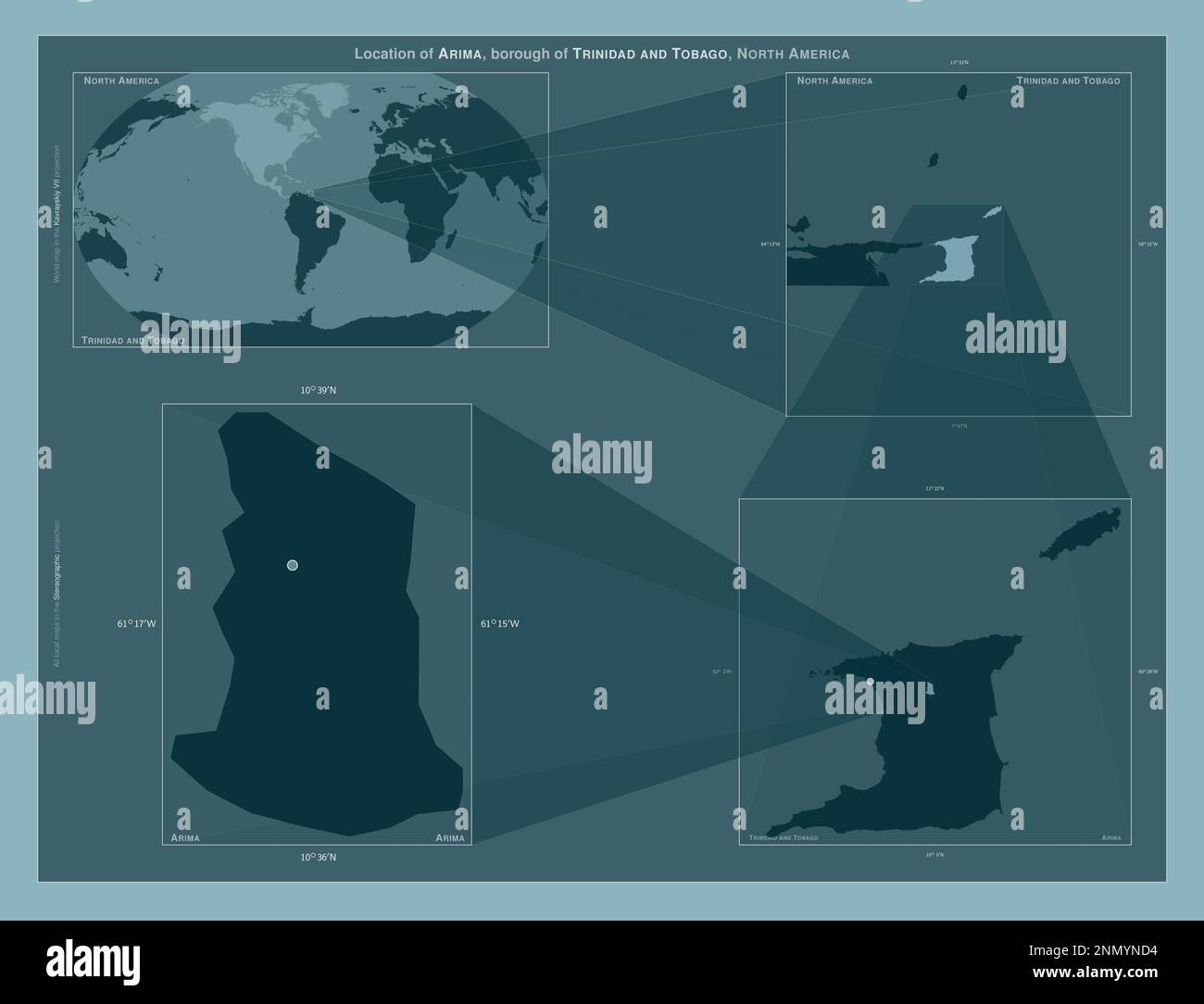 Arima, borough of Trinidad and Tobago. Diagram showing the location of ...