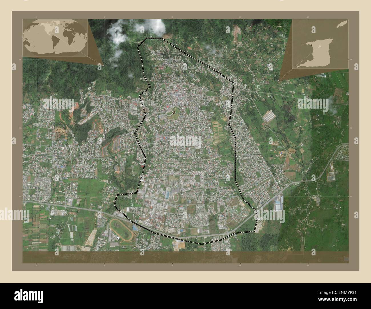Arima, borough of Trinidad and Tobago. High resolution satellite map ...