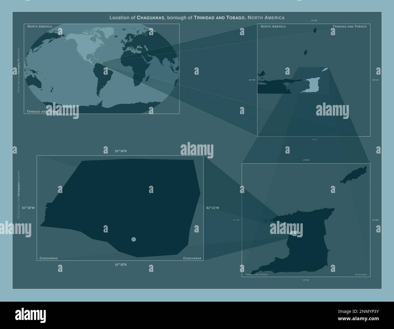 Chaguanas, borough of Trinidad and Tobago. Diagram showing the location ...