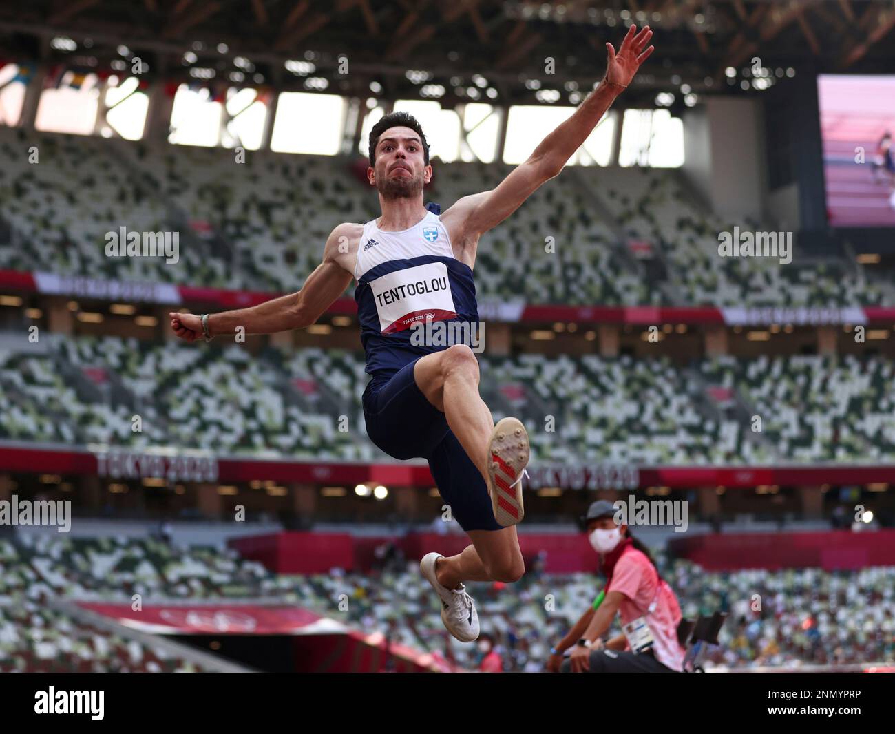 Greece's TENTOGLOU Miltiadis competes during the Men's Long Jump Final ...