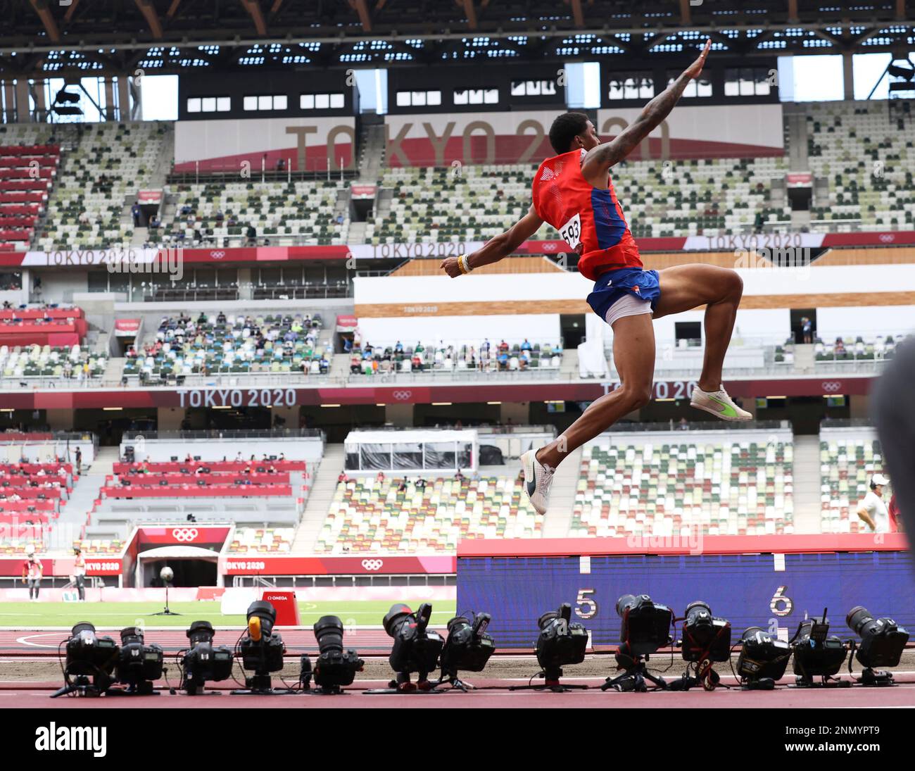 Cuba's ECHEVARRIA Juan Miguel competes in the Men's Long Jump Final in ...
