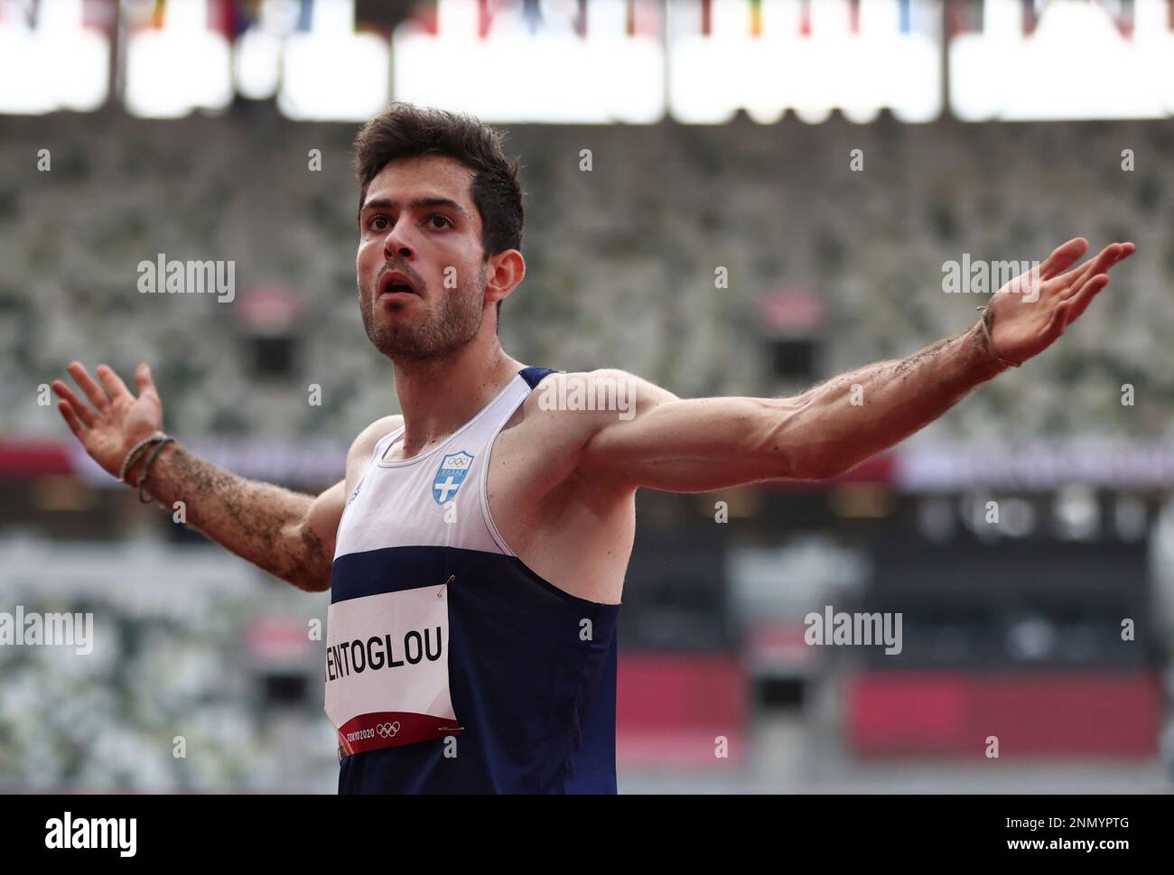Greece's TENTOGLOU Miltiadis reacts during the Men's Long Jump Final in ... Greece's TENTOGLOU Miltiadis reacts during the Men's Long Jump Final in ...