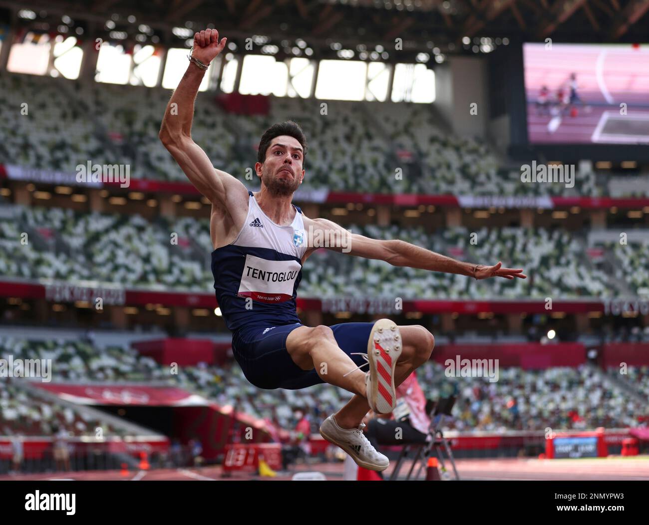 Greece's TENTOGLOU Miltiadis competes during the Men's Long Jump Final ...