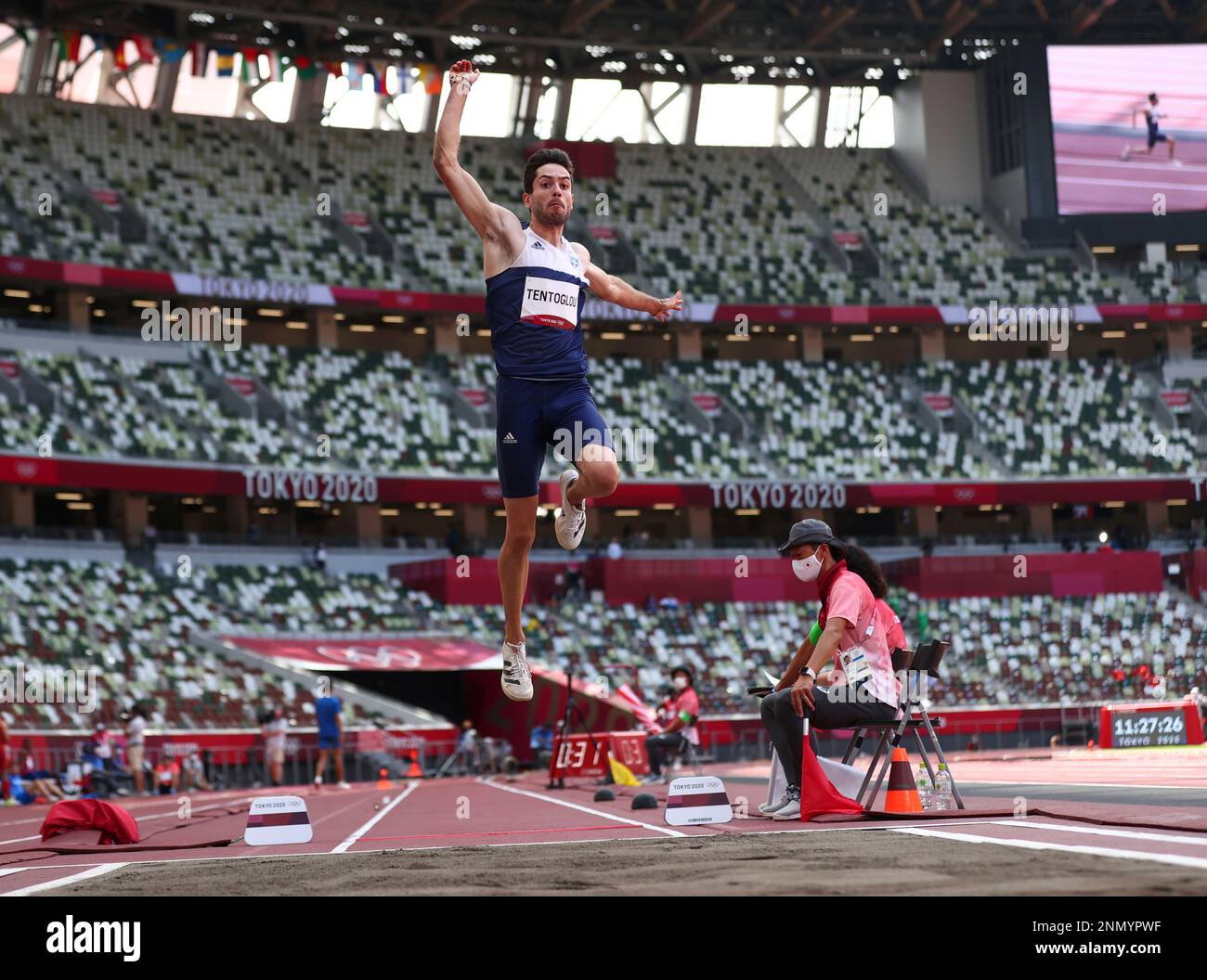 Greece's TENTOGLOU Miltiadis competes during the Men's Long Jump Final ...