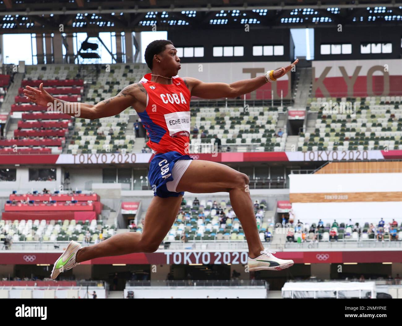 Cuba's ECHEVARRIA Juan Miguel competes in the Men's Long Jump Final in ...