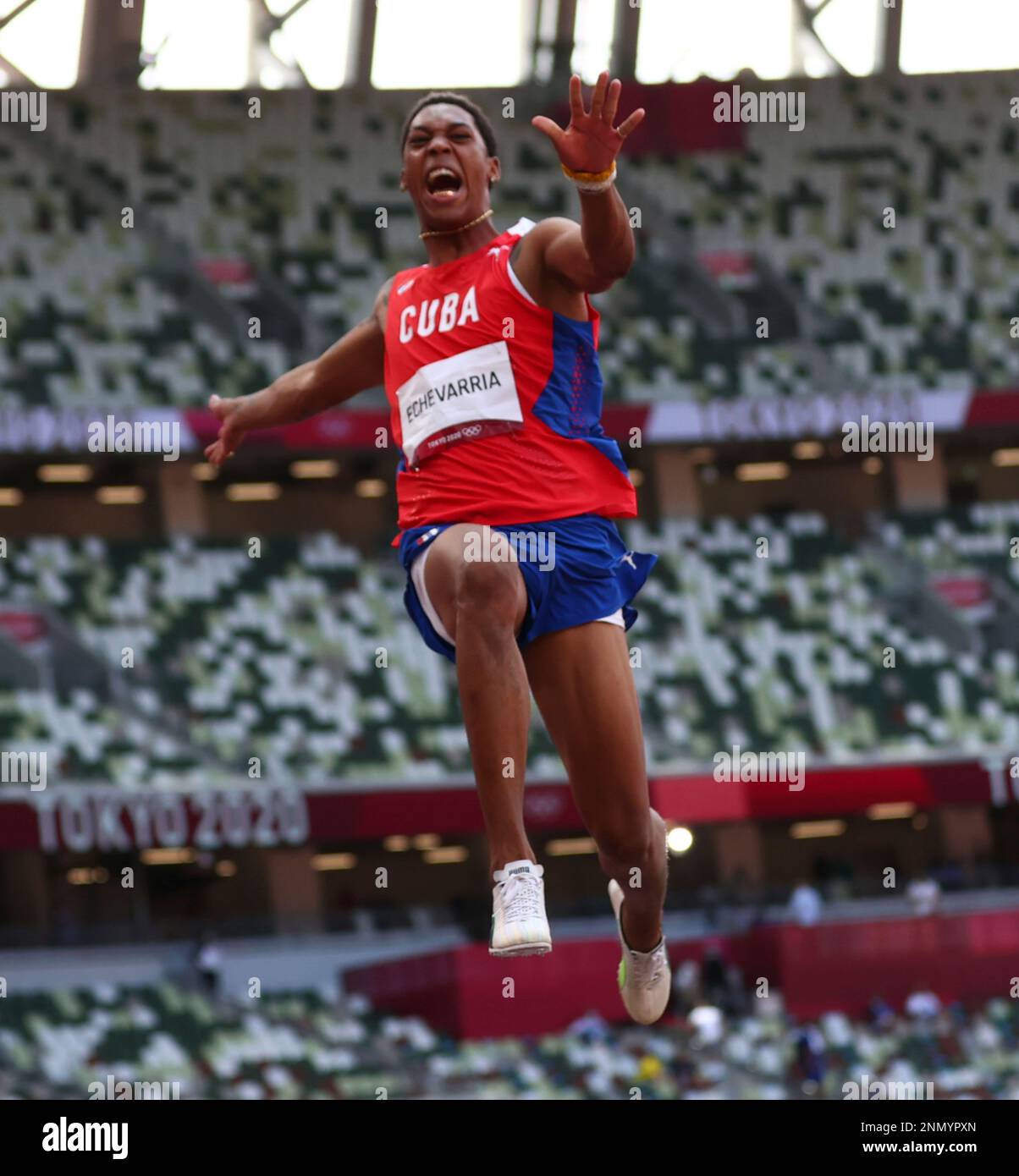 Cuba's ECHEVARRIA Juan Miguel competes during the Men's Long Jump Final ...
