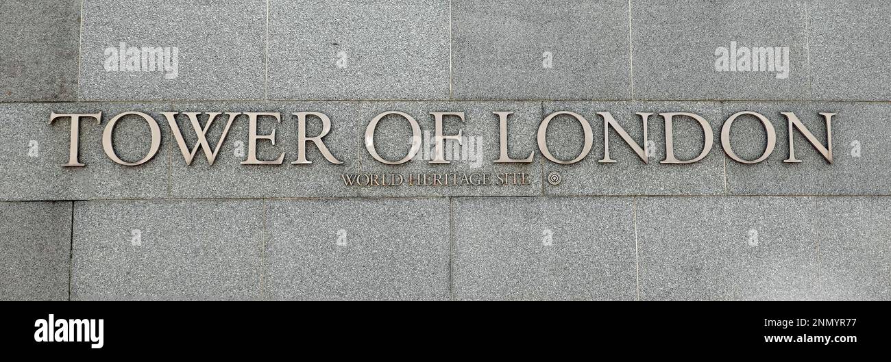 Tower of London signage, London, 2022. The tower of London is a famous ...