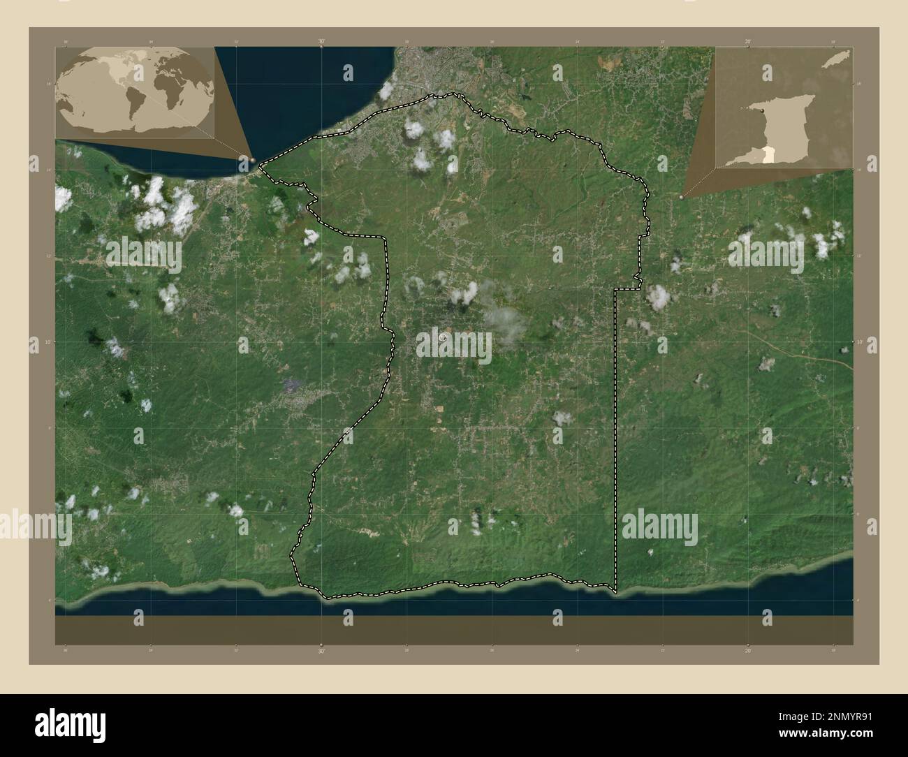 Penal-Debe, region of Trinidad and Tobago. High resolution satellite ...
