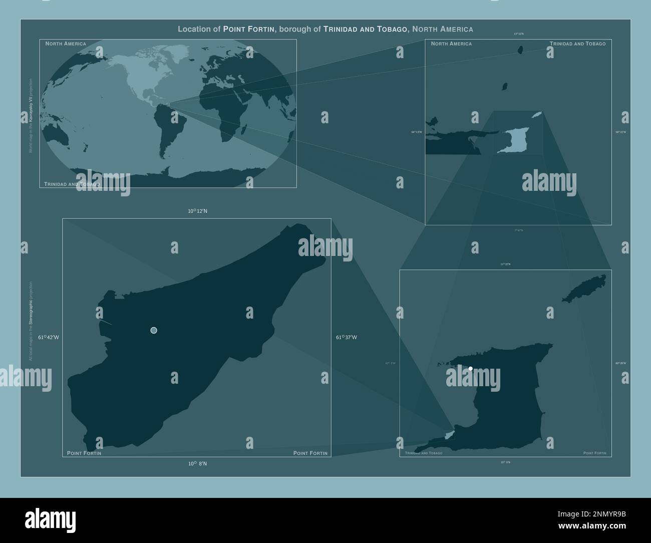 Point Fortin, borough of Trinidad and Tobago. Diagram showing the ...