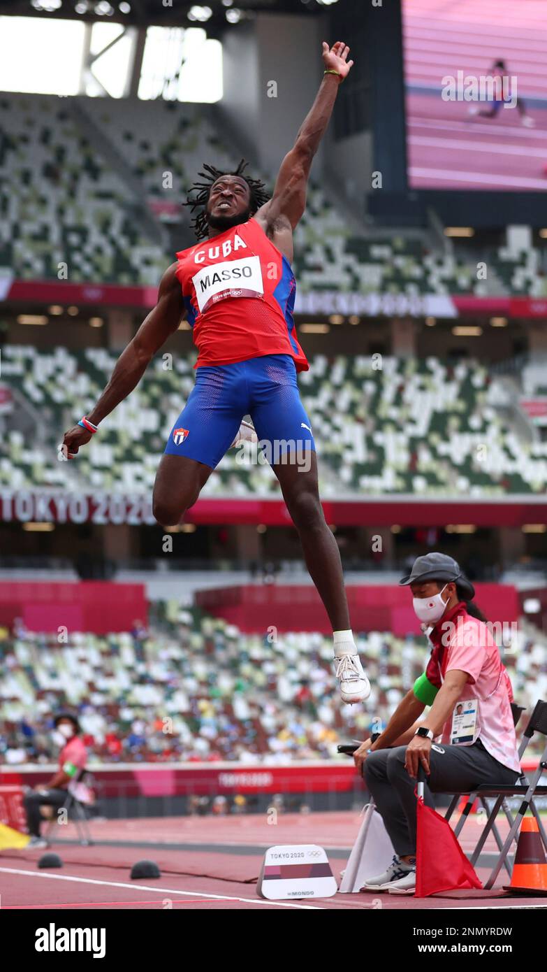 Cuba's MASSO Maykel jumps during the Men's Long Jump Final in Tokyo ...