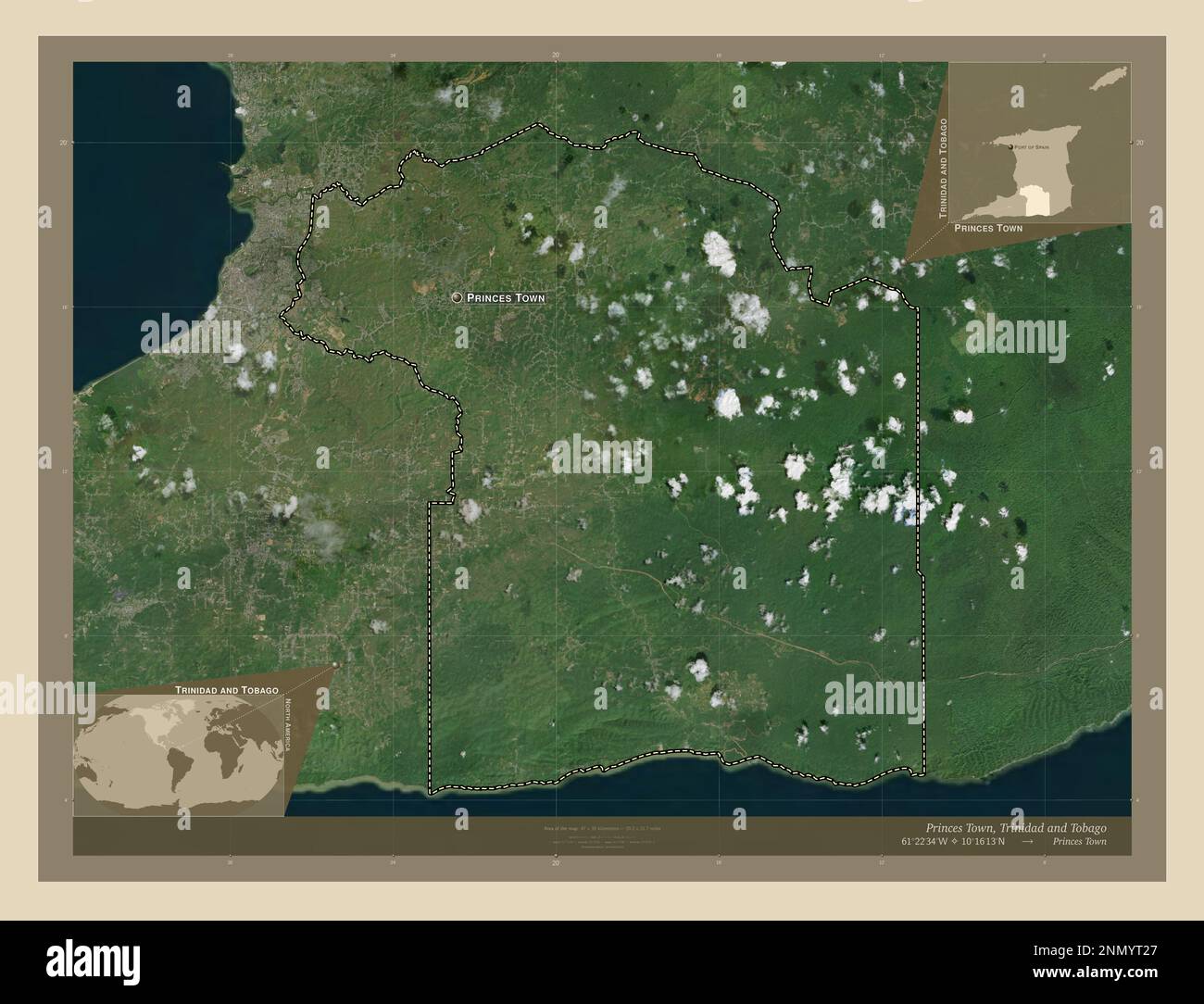Princes Town, region of Trinidad and Tobago. High resolution satellite ...