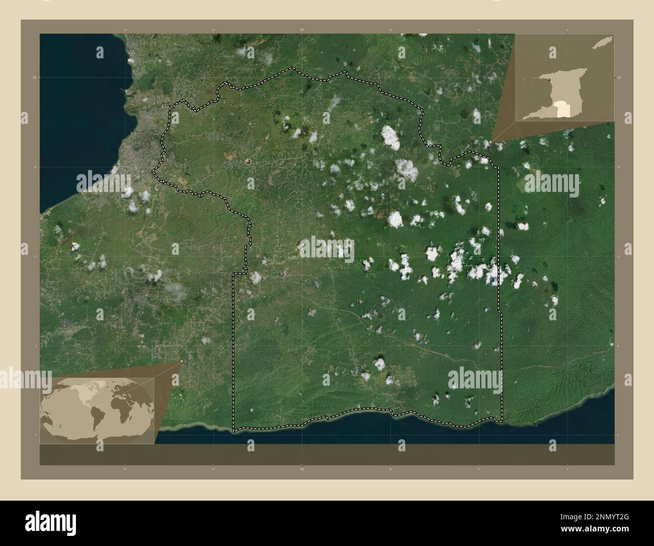 Princes Town, region of Trinidad and Tobago. High resolution satellite ...