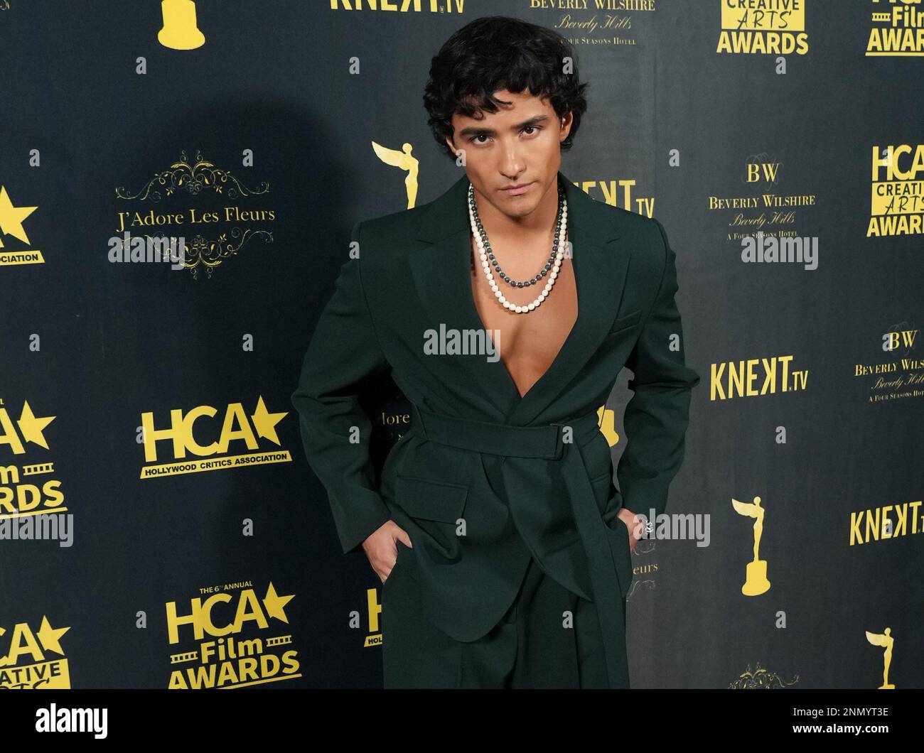 Brandon Perea arrives at the 2023 HCA Film Awards held at the Beverly ...