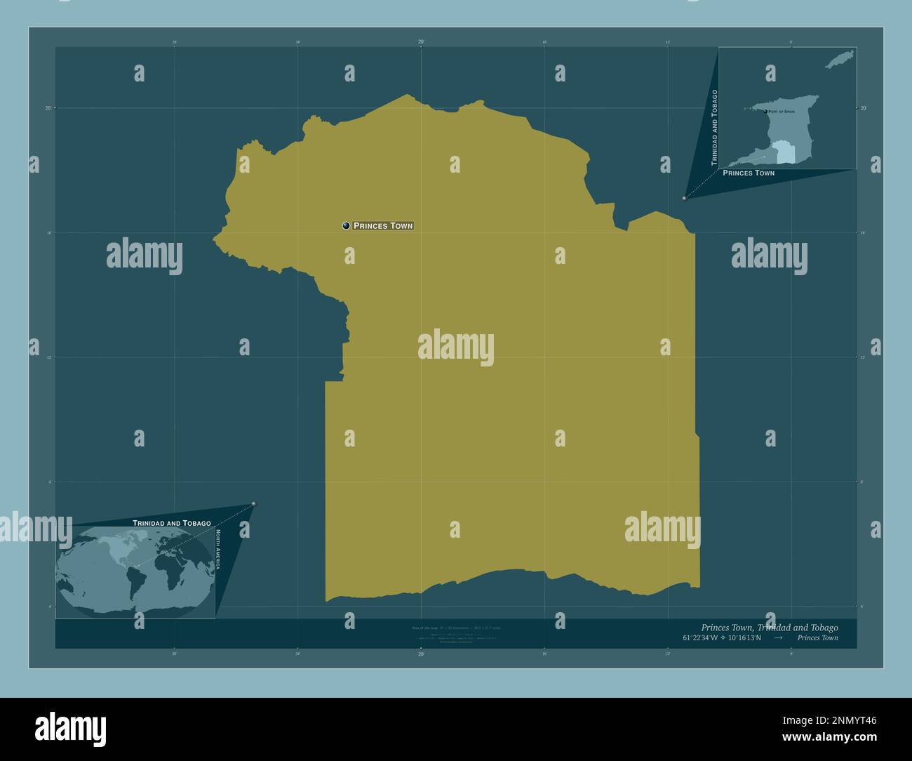 Princes Town, region of Trinidad and Tobago. Solid color shape ...