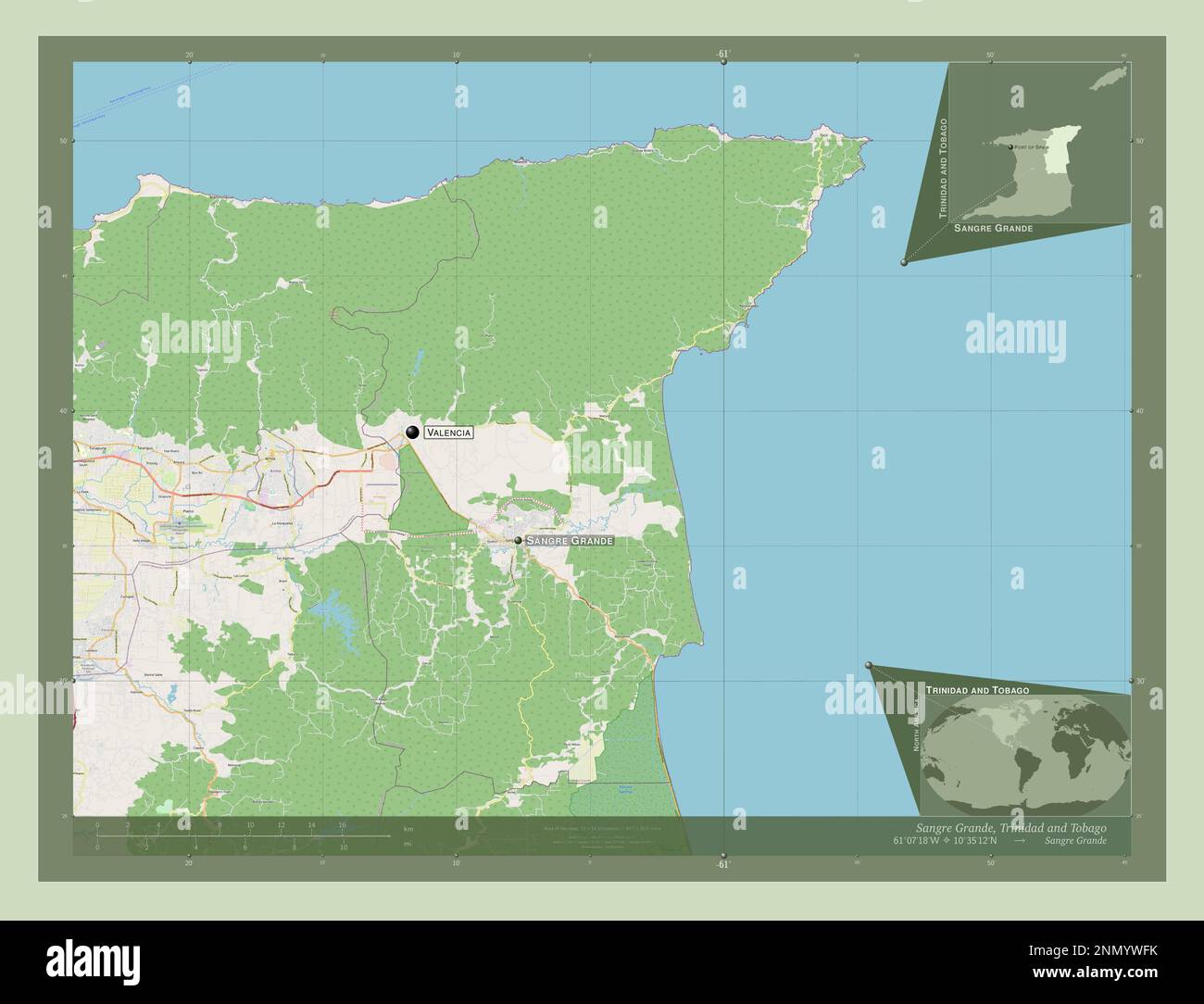Sangre Grande, region of Trinidad and Tobago. Open Street Map ...