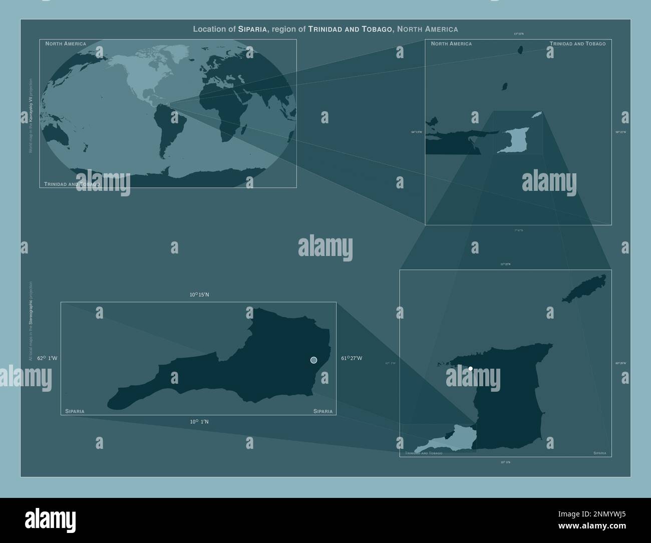 Siparia, region of Trinidad and Tobago. Diagram showing the location of ...