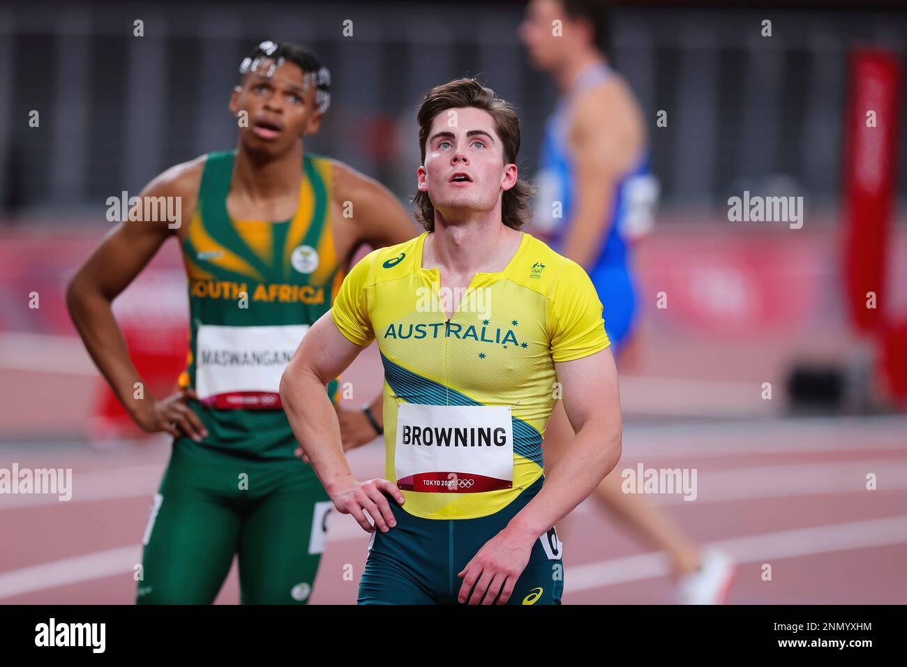 TOKYO, JAPAN - AUGUST 01: Rohan Browning of Team Australia looks at the ...