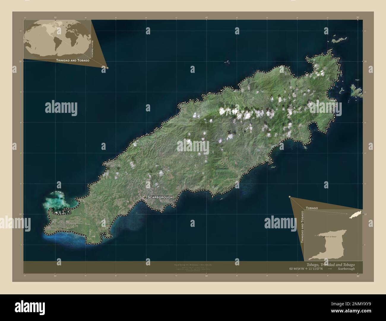 Tobago, region of Trinidad and Tobago. High resolution satellite map ...