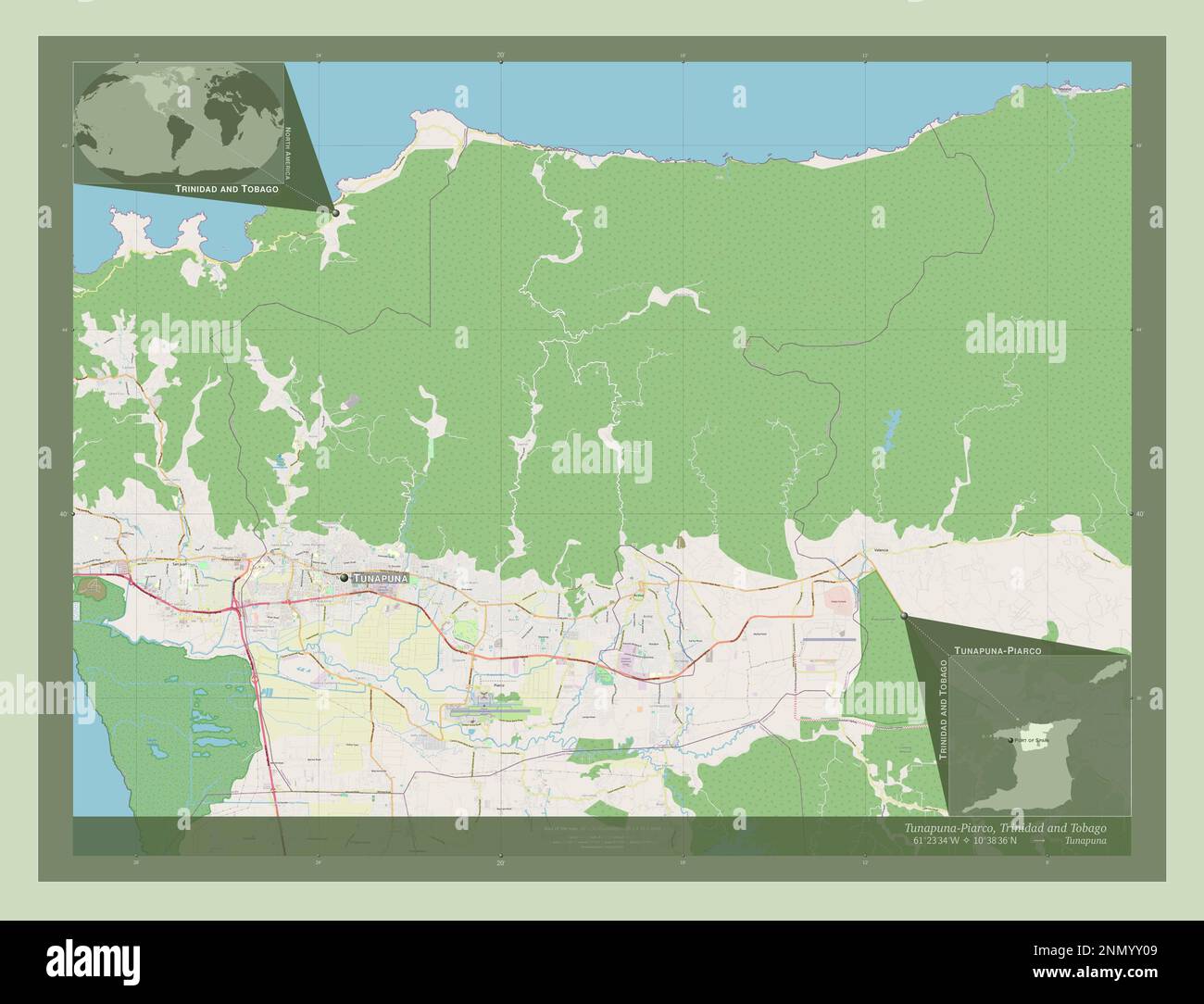 Tunapuna-Piarco, region of Trinidad and Tobago. Open Street Map ...