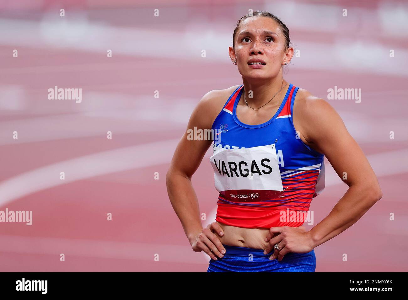 TOKYO, JAPAN - AUGUST 01: Andrea Carolina Vargas of Team Costa Rica looks at the board during ...