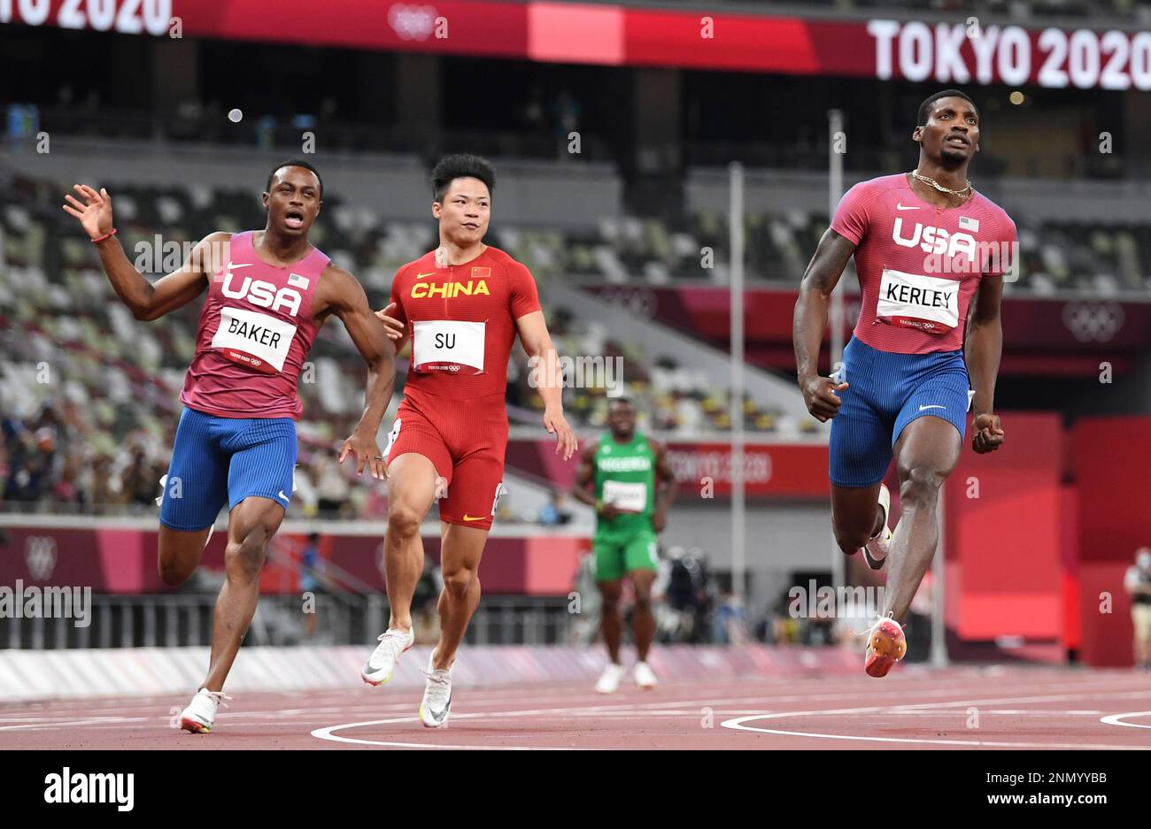 Italy's JACOBS Lamont Marcell reacts after winning the Men's 100m Final ...