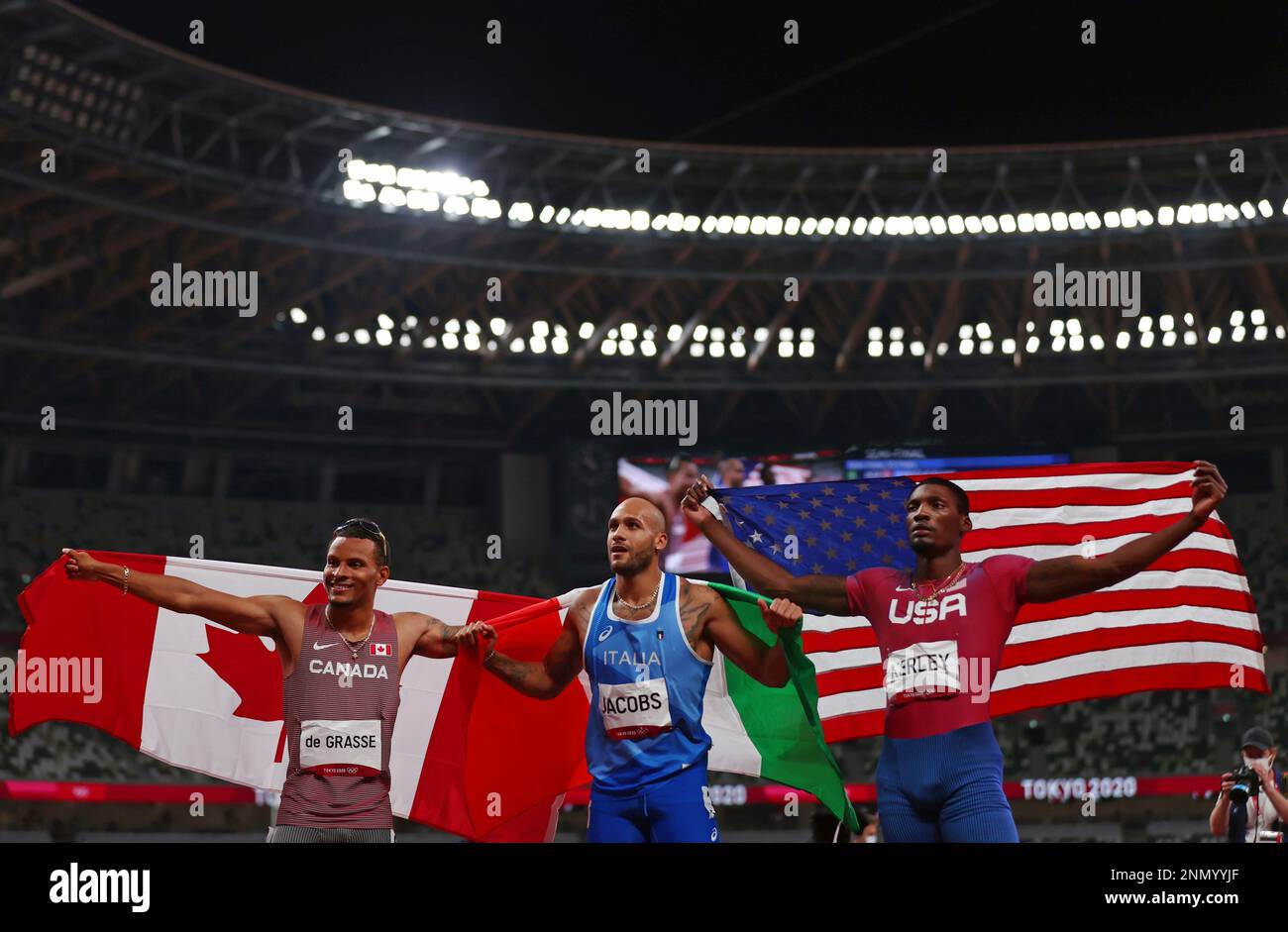 (L to R) Canada's de GRASSE Andre, bronze, Italy's JACOBS Lamont ...