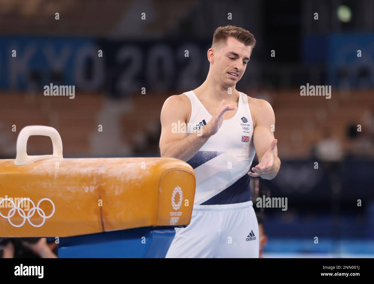 Great Britain's WHITLOCK Max reacts after performing the Men's Pommel ...