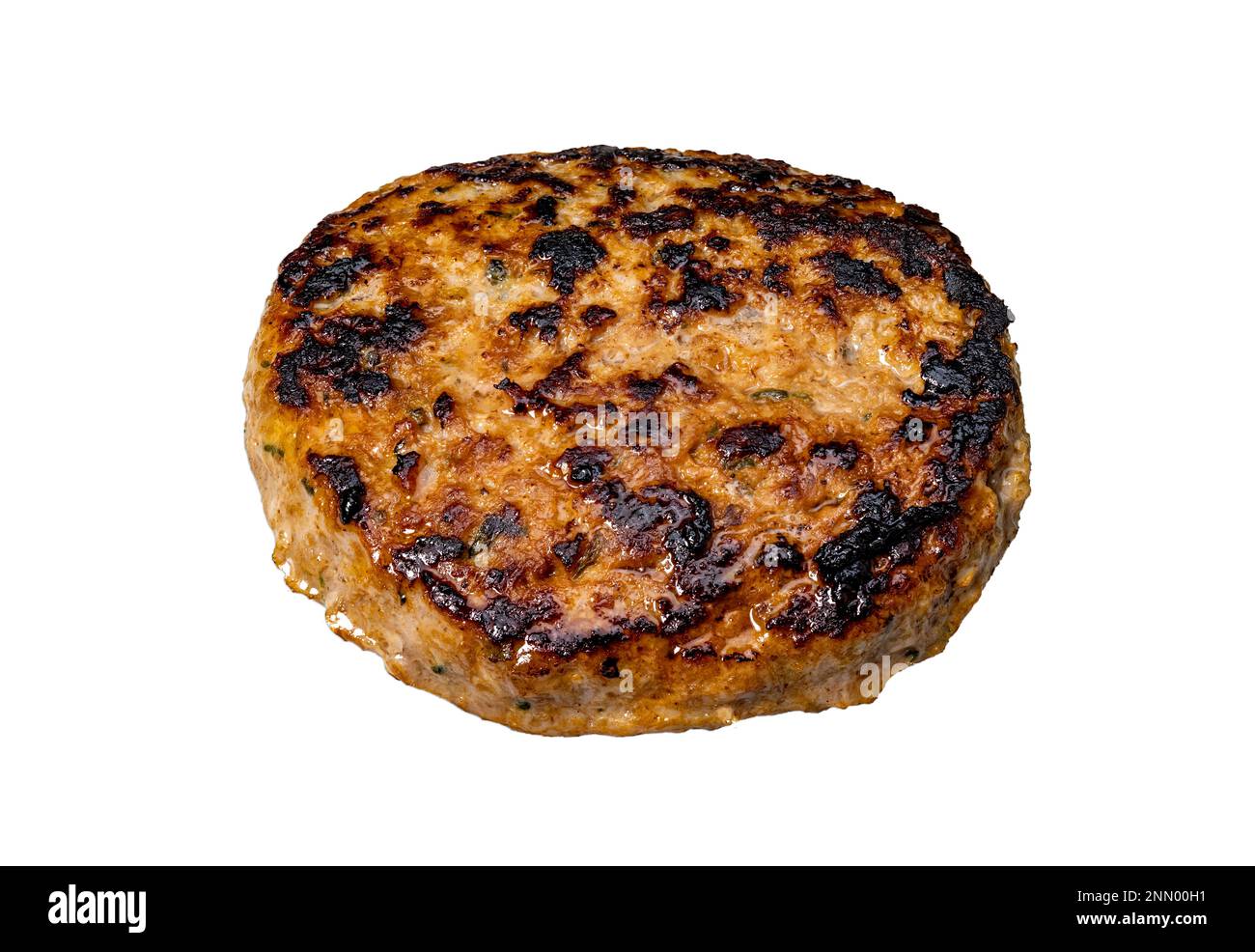 close up of freshly grilled meat burger isolated on white background ...