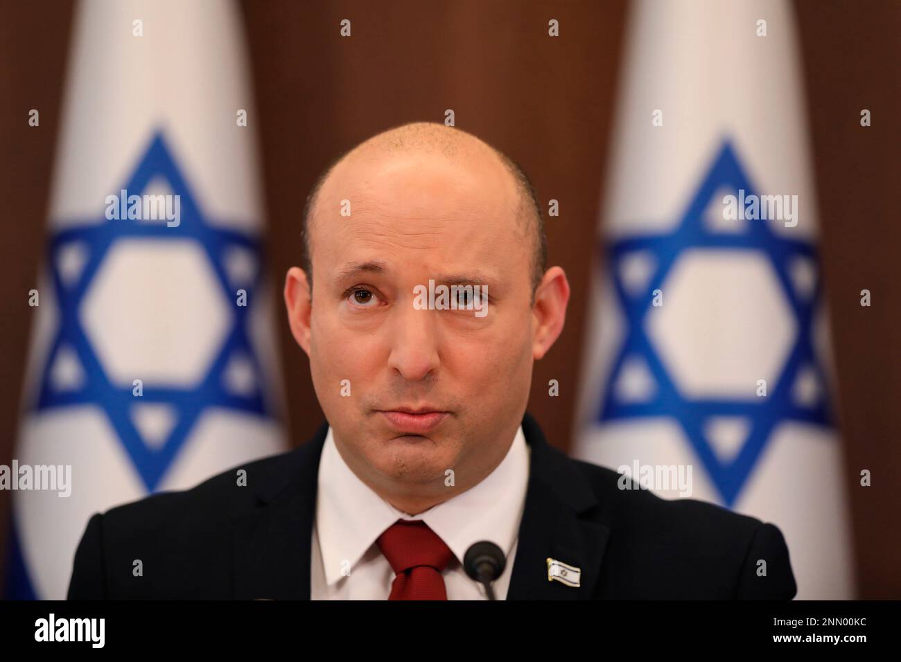Israeli Prime Minister Naftali Bennett attends a cabinet meeting at the ...